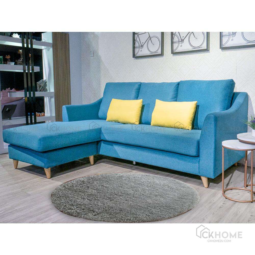 Miya Milk L-Shape Fabric Sofa | CKHOME2U