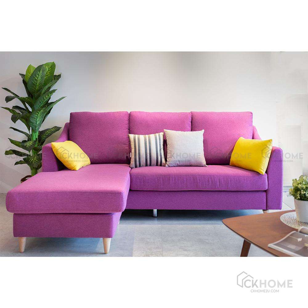 Miya Milk L-Shape Fabric Sofa | CKHOME2U
